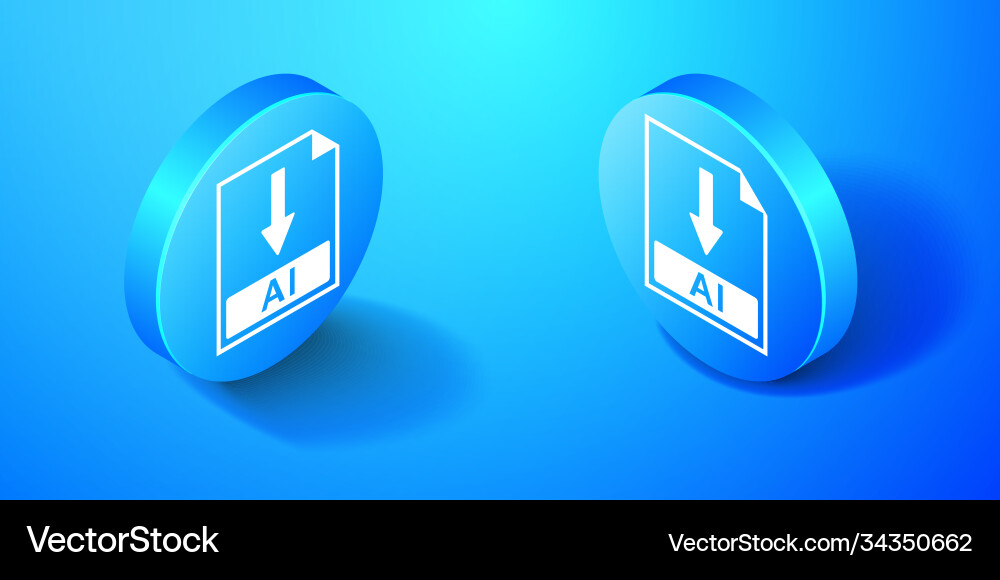 Isometric ai file document icon download ai Vector Image