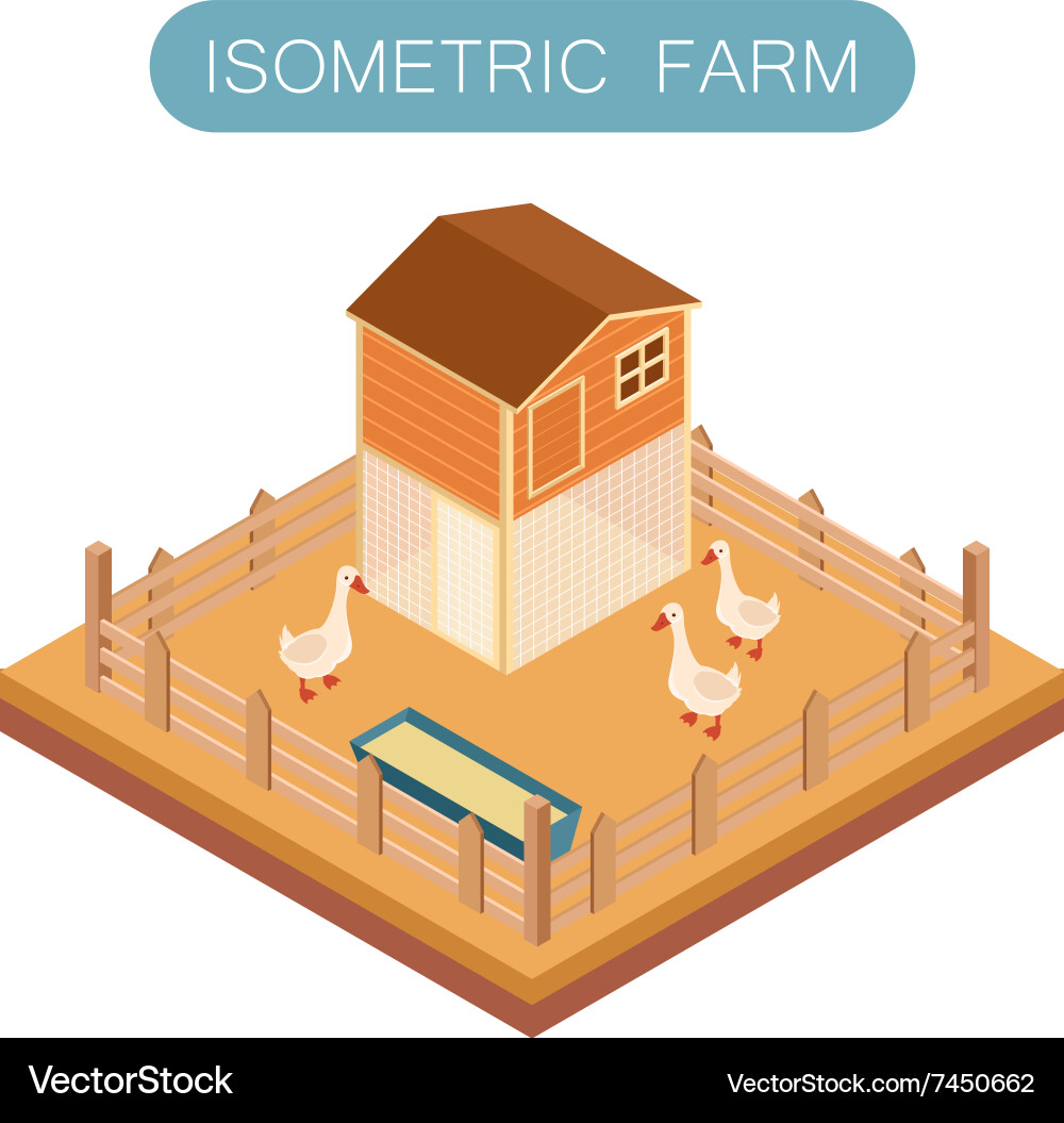 Isometric farm house for goose Royalty Free Vector Image