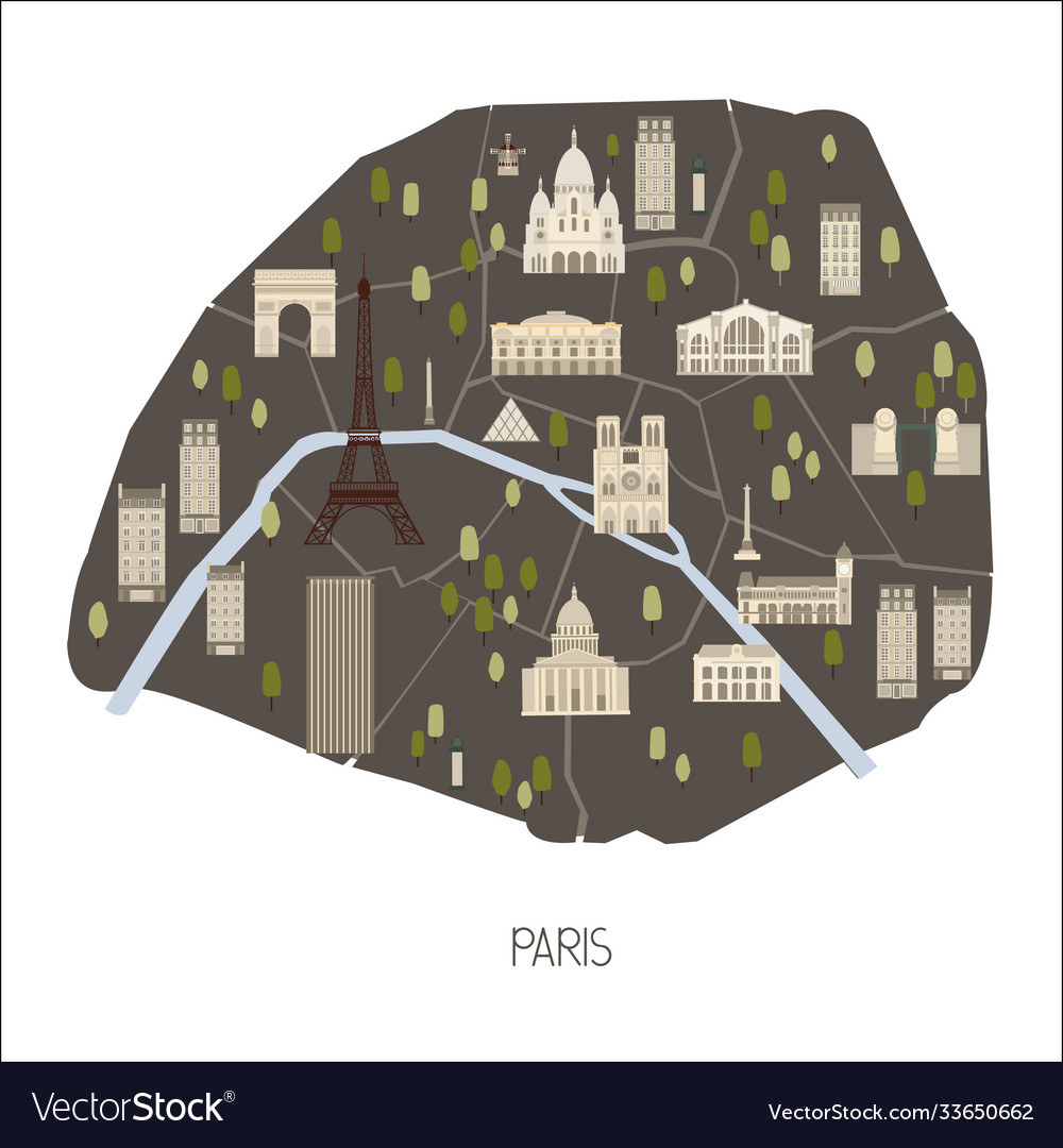 Map paris Royalty Free Vector Image - VectorStock