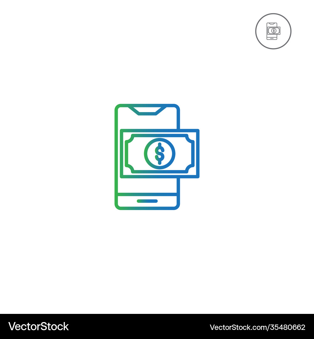 Online banking gradient outline icon bank Vector Image