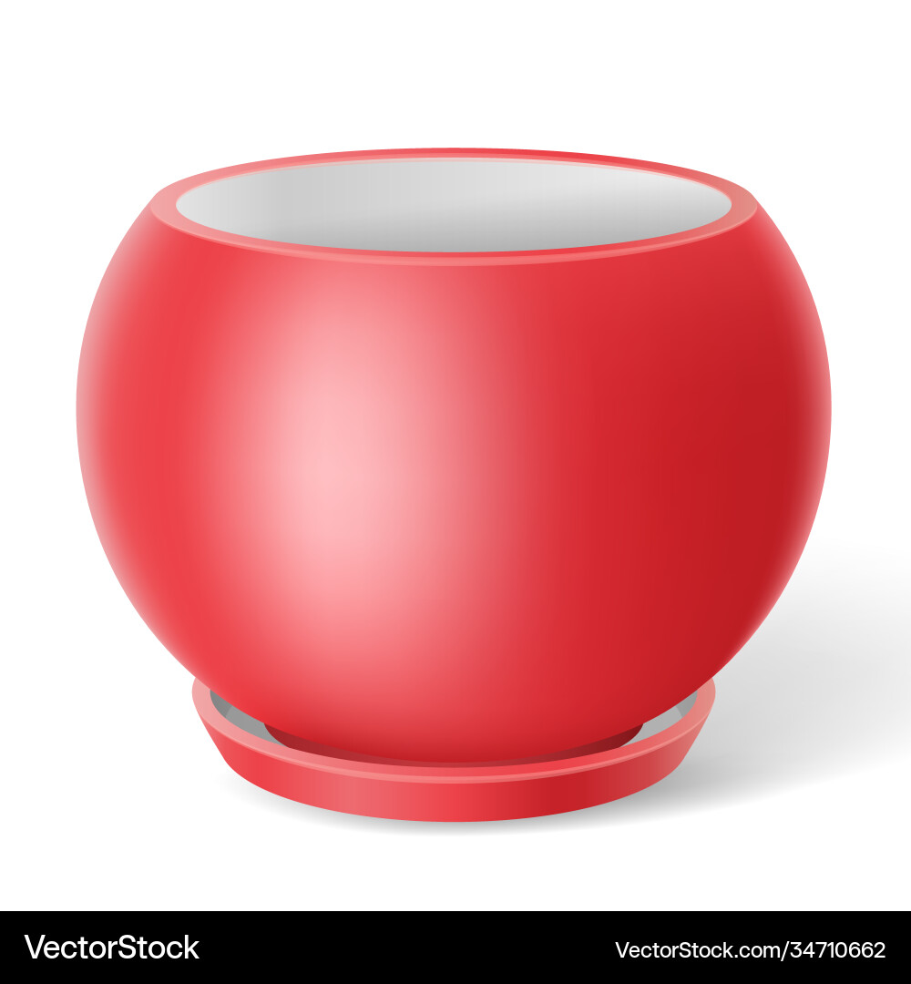 Realistic red flower pot with closeup isolated Vector Image