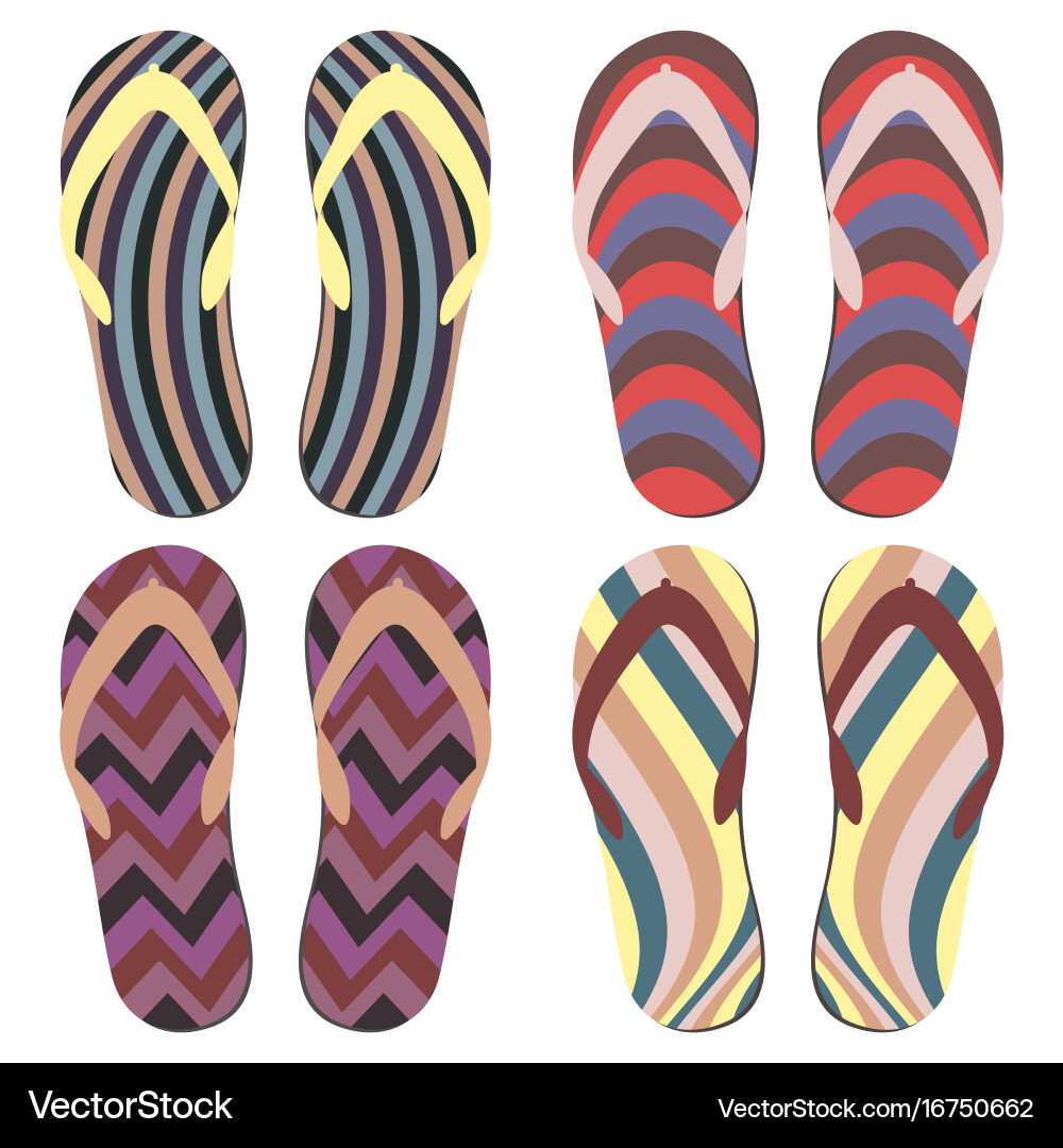 Set of beach slippers Royalty Free Vector Image