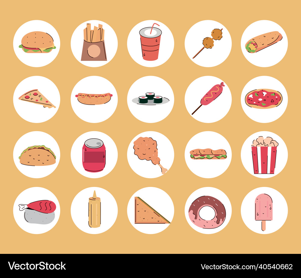 Set of fast food Royalty Free Vector Image - VectorStock