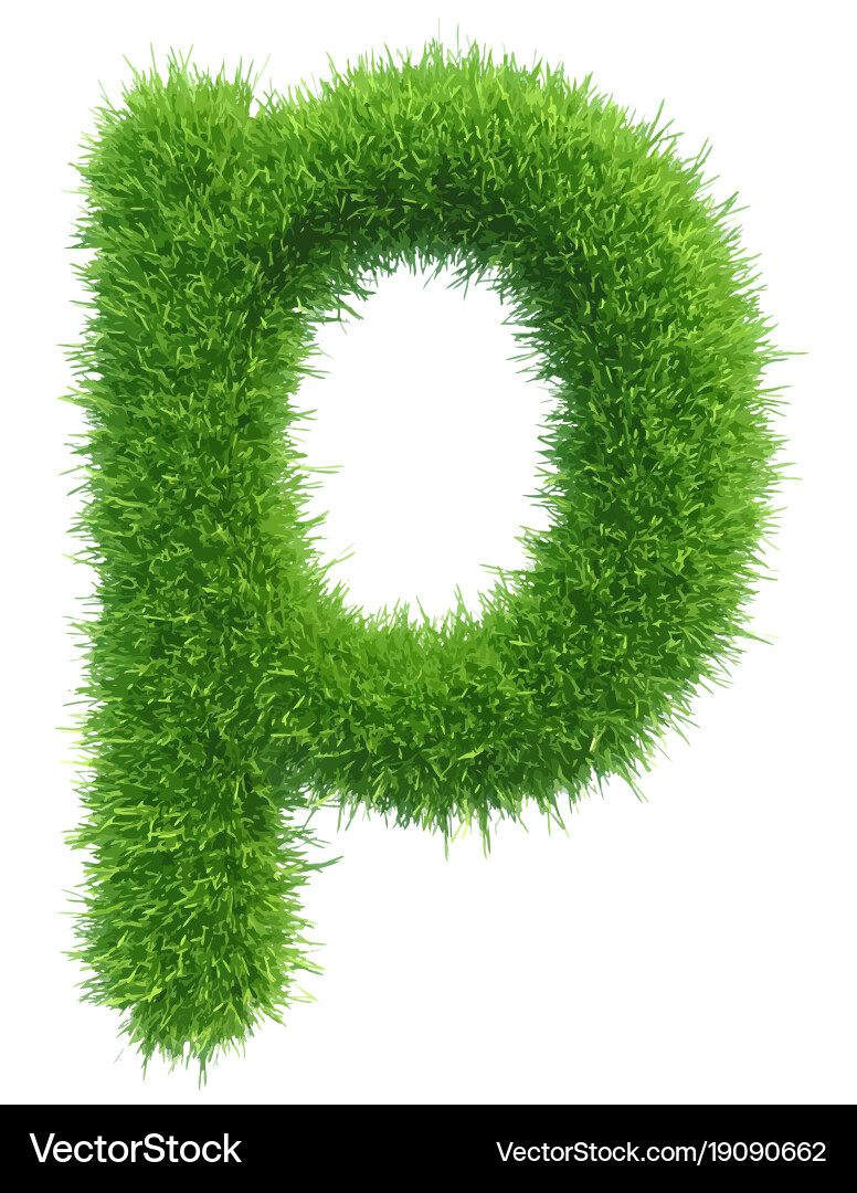 Small grass letter p on white background Vector Image