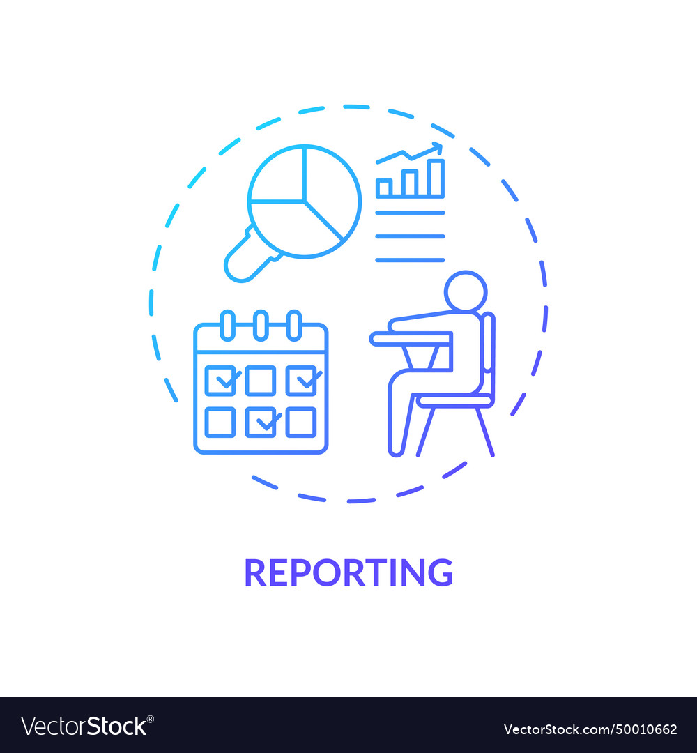 Thin line simple gradient reporting icon concept Vector Image Thin line simple gradient reporting icon concept Vector Image