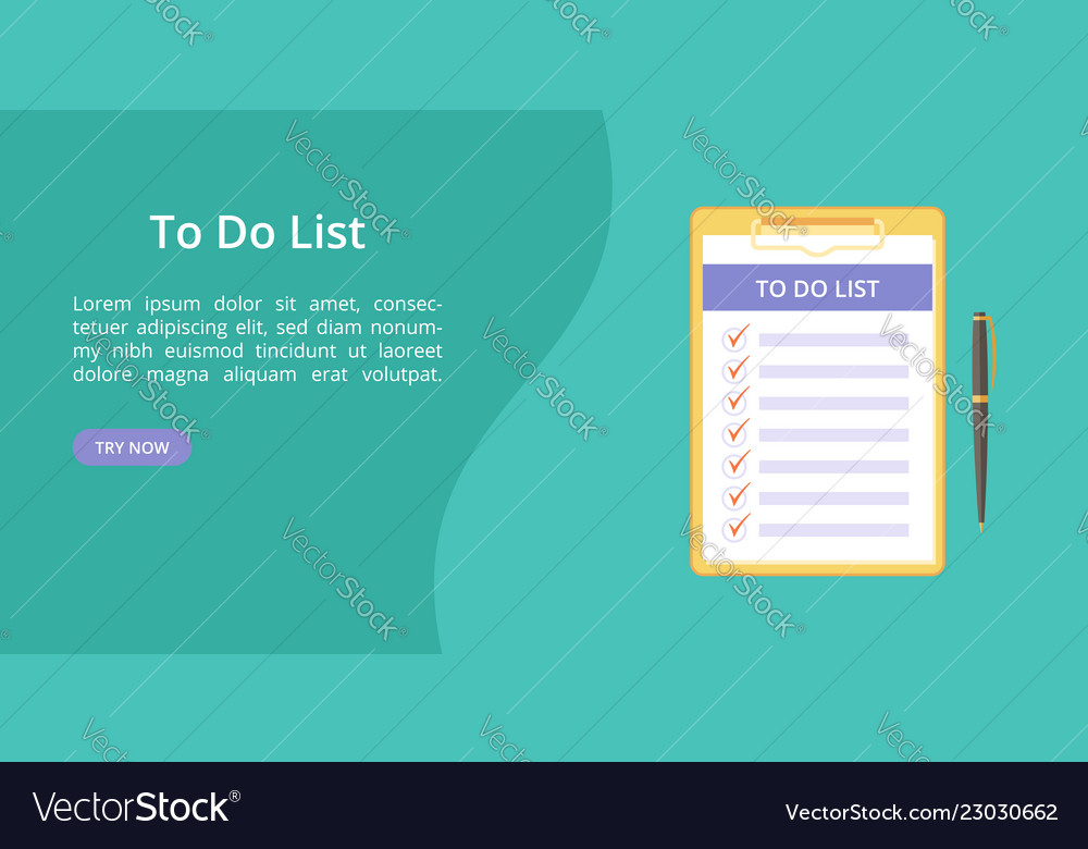 Todo list on clipboard with pen green web template