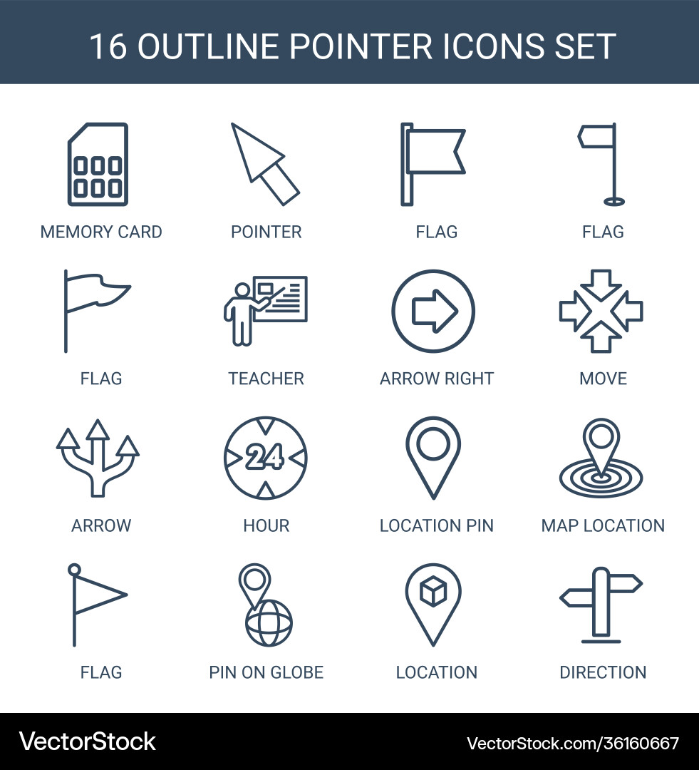 16 pointer icons Royalty Free Vector Image - VectorStock