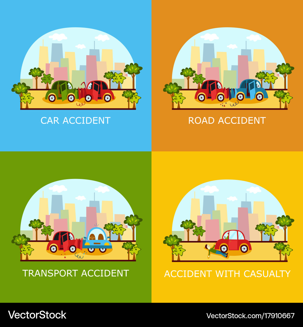 Car accident banners - collision and pedestrian Vector Image
