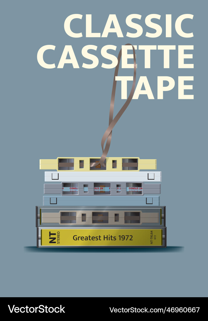 Cassette tape poster vintage layout Royalty Free Vector