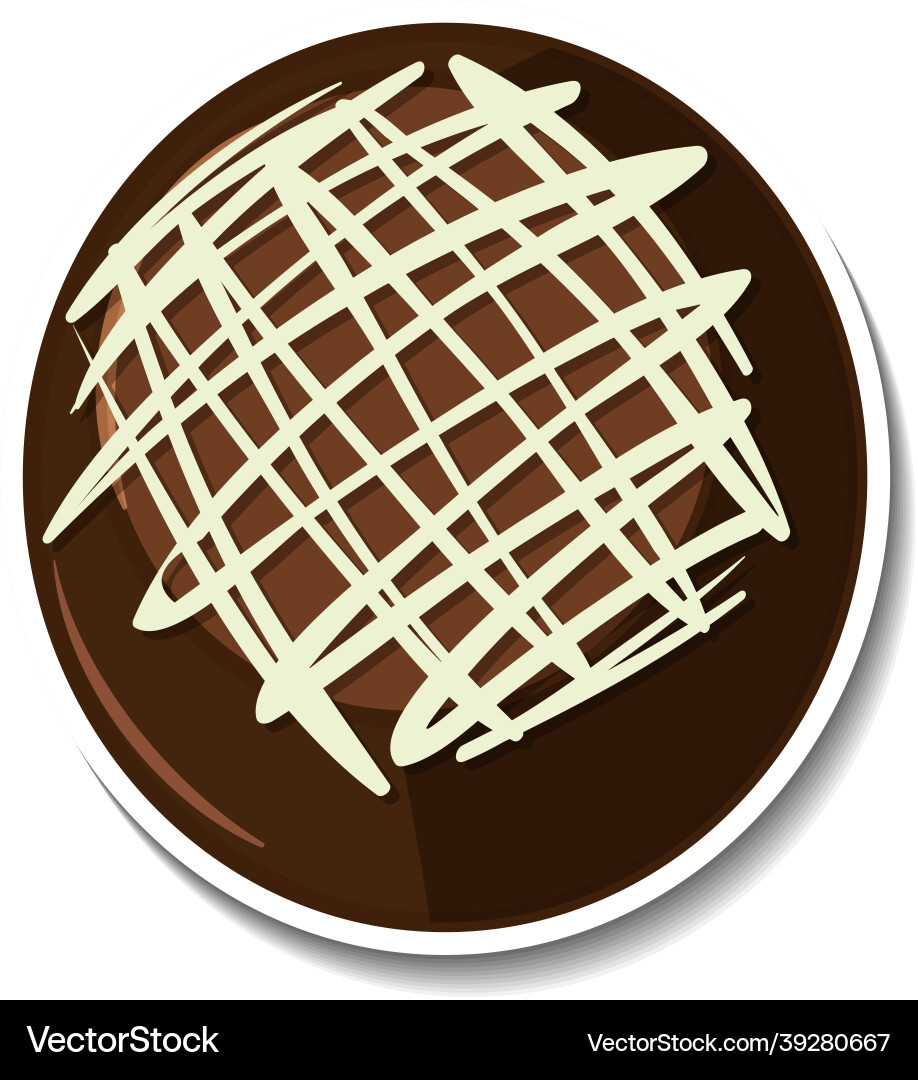 Chocolate brownie sticker isolated on white Vector Image