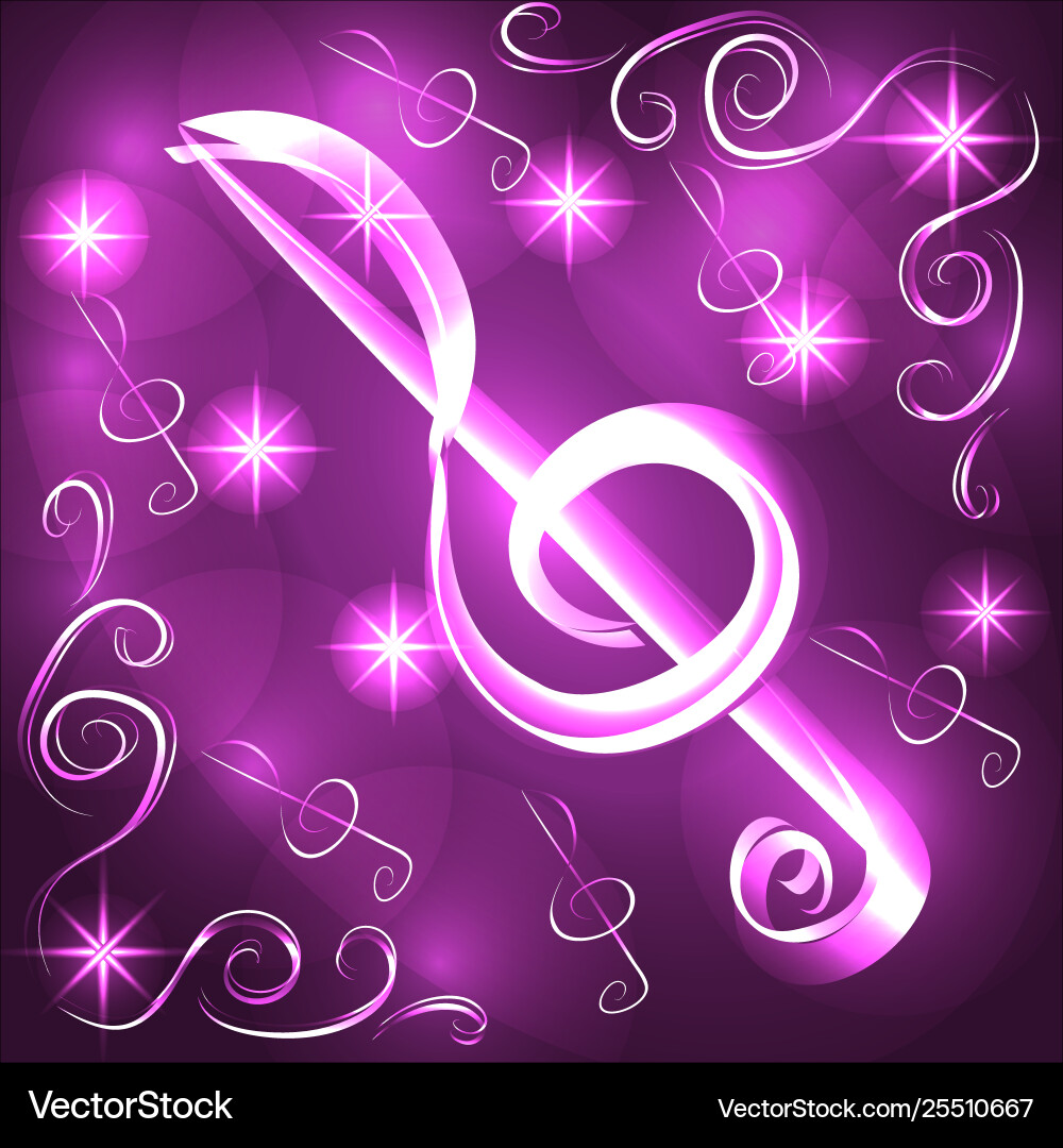 Elegant luminous contour treble clef Royalty Free Vector