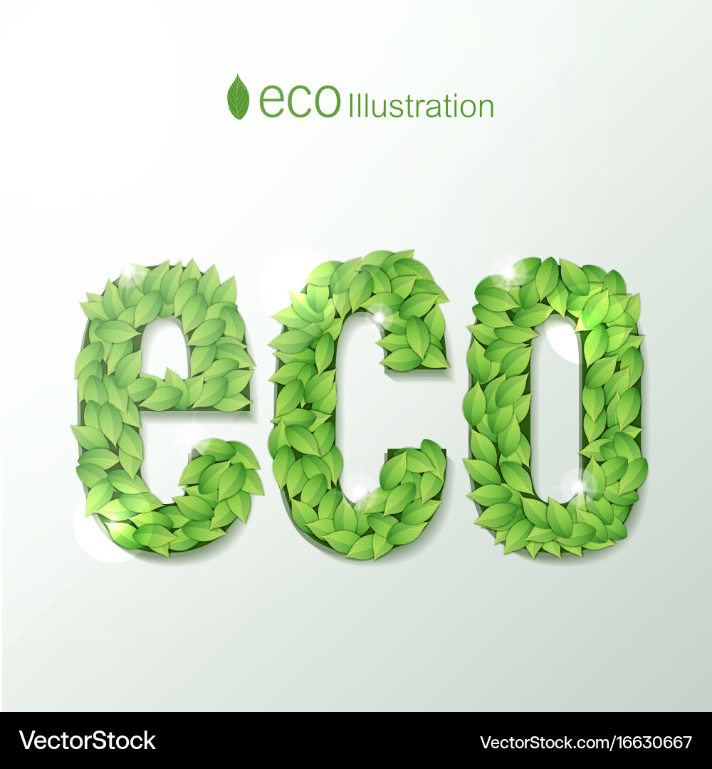 Environmental with green leaves font Royalty Free Vector