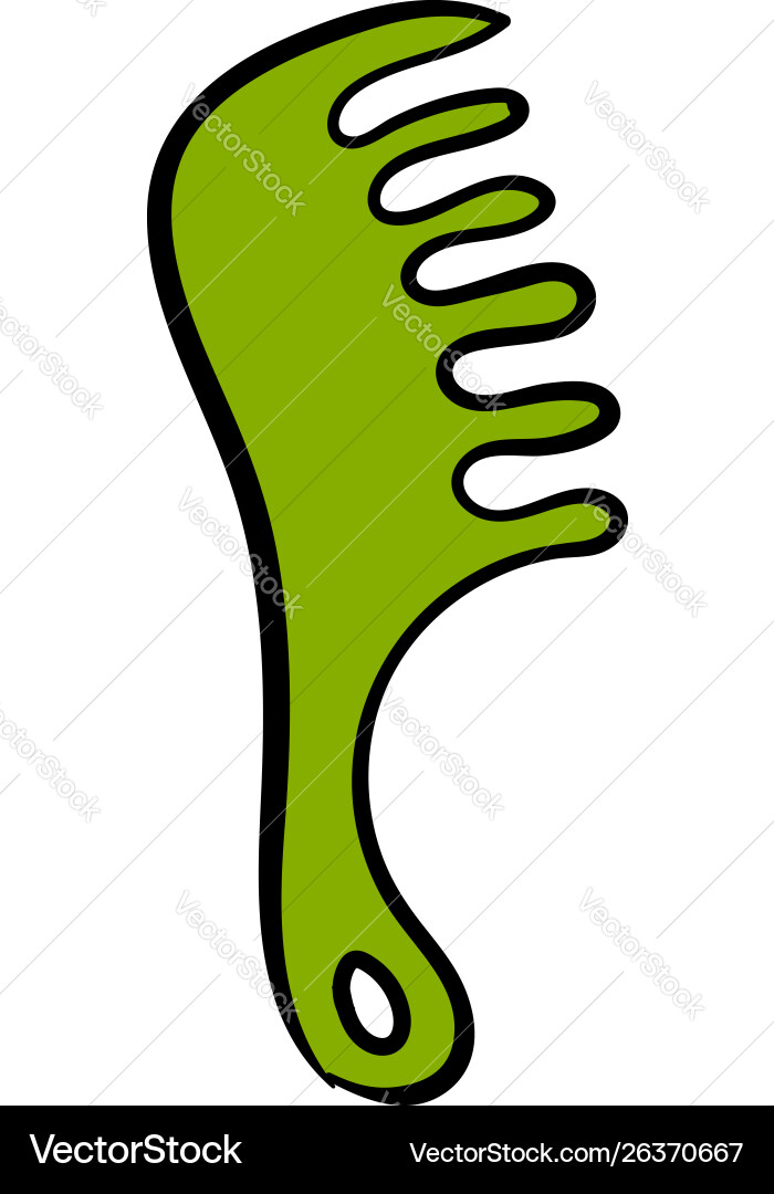 Green hair comb on white background Royalty Free Vector