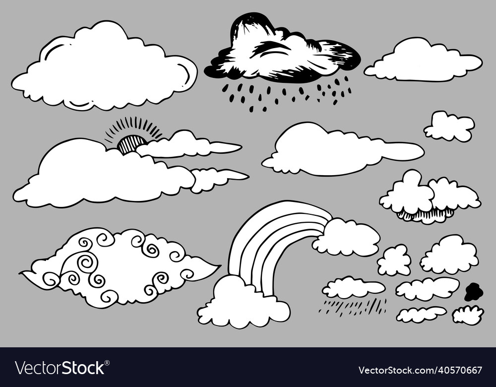 Hand drawn weather collection flat style Vector Image