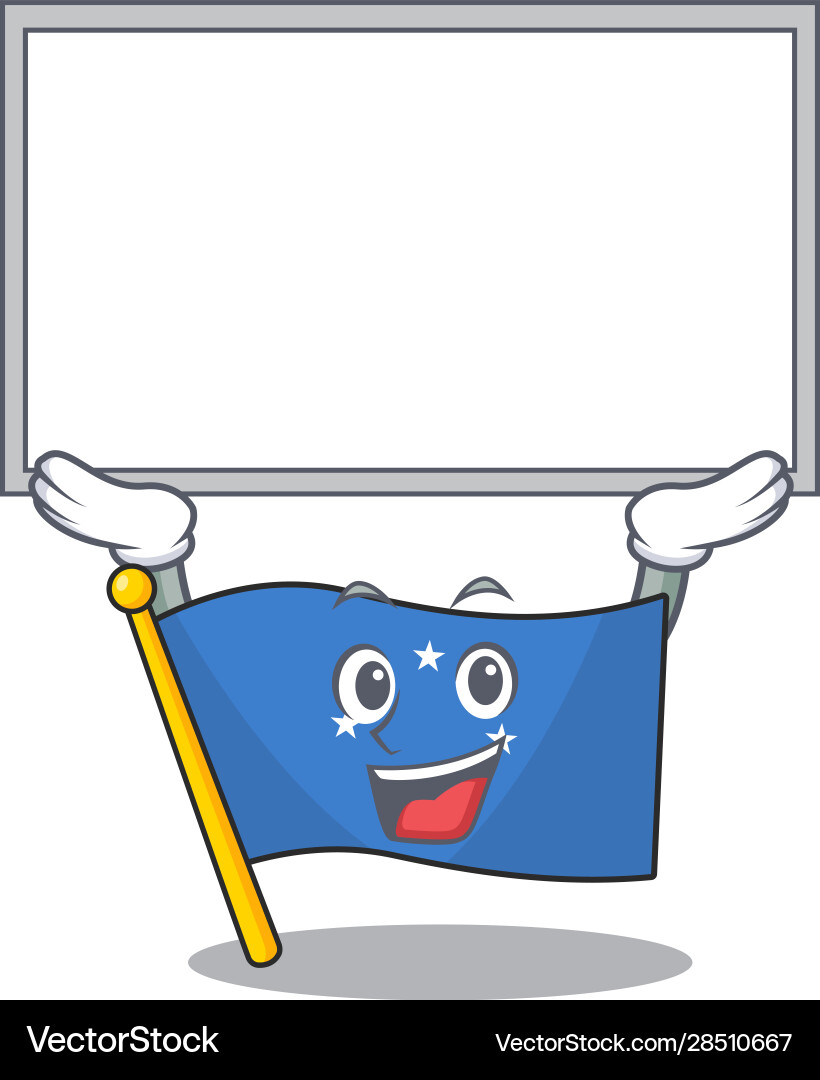 Happy cartoon character flag micronesia scroll Vector Image