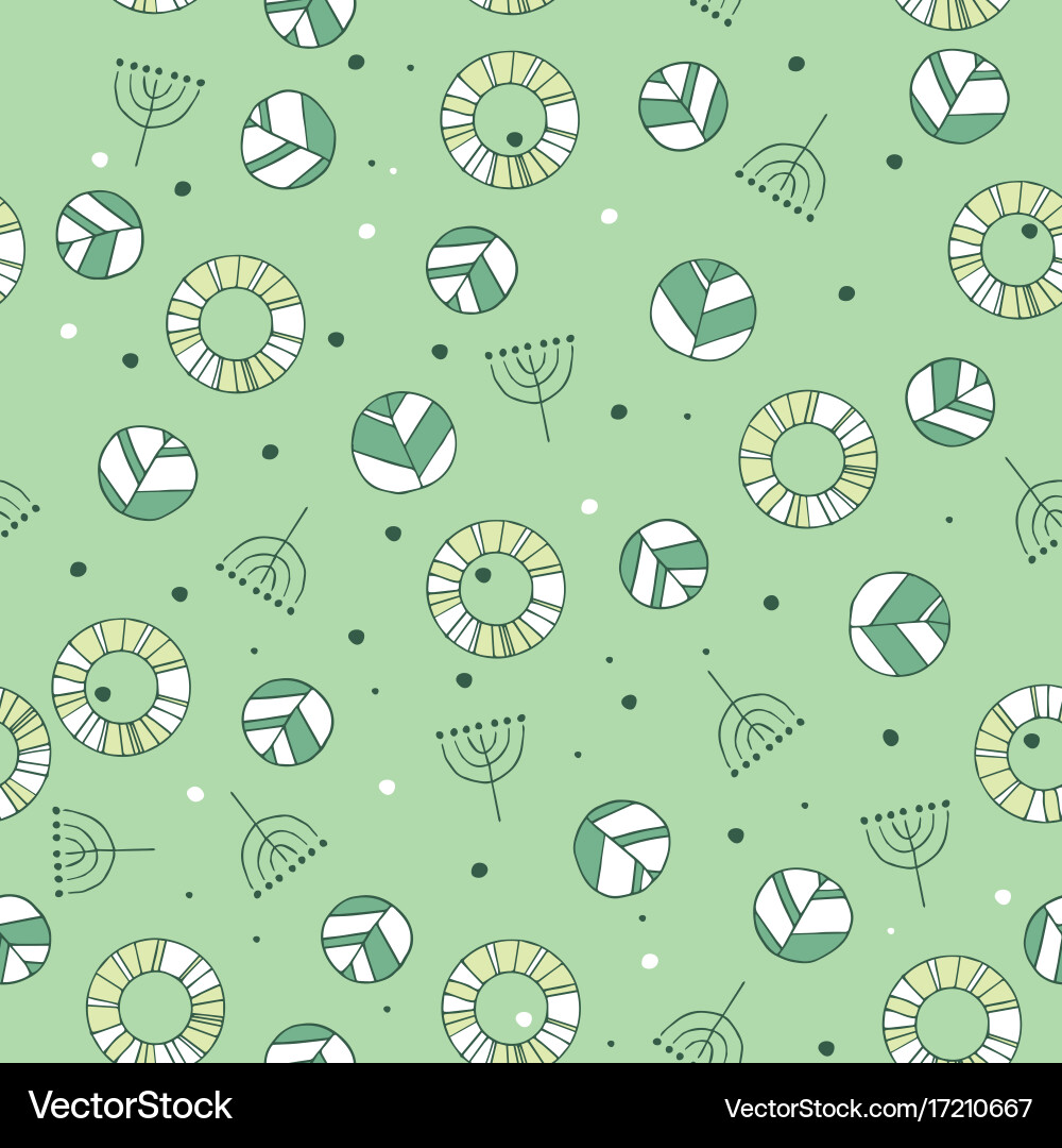 Pattern with cute leaves in green color Royalty Free Vector