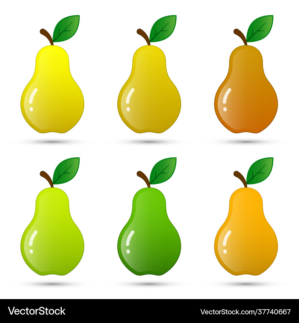 Pear fruit icon set isolated Royalty Free Vector Image