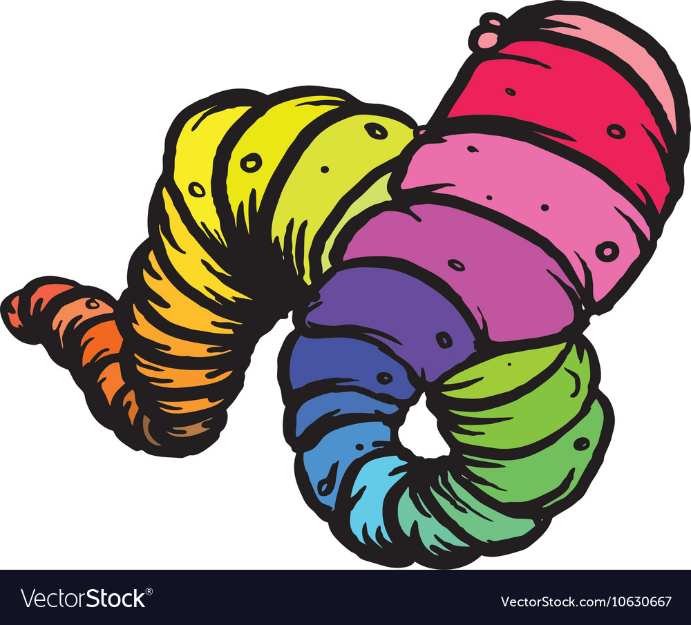 Rainbow worm Royalty Free Vector Image - VectorStock