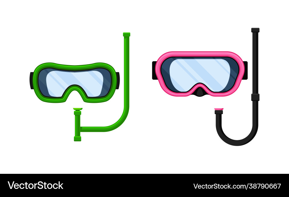 Scuba goggles and snorkel different color Vector Image
