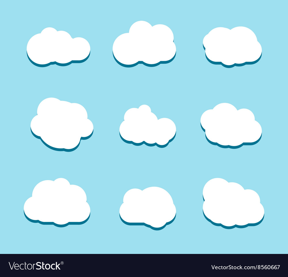 Set Of Blue Sky Clouds Cloud Icon Shape Royalty Free Vector