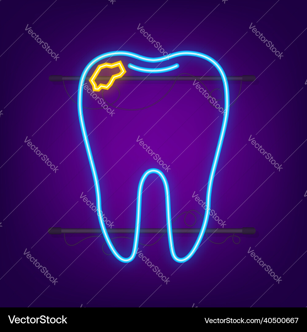 Teeth icon dentist neon healthy Royalty Free Vector Image