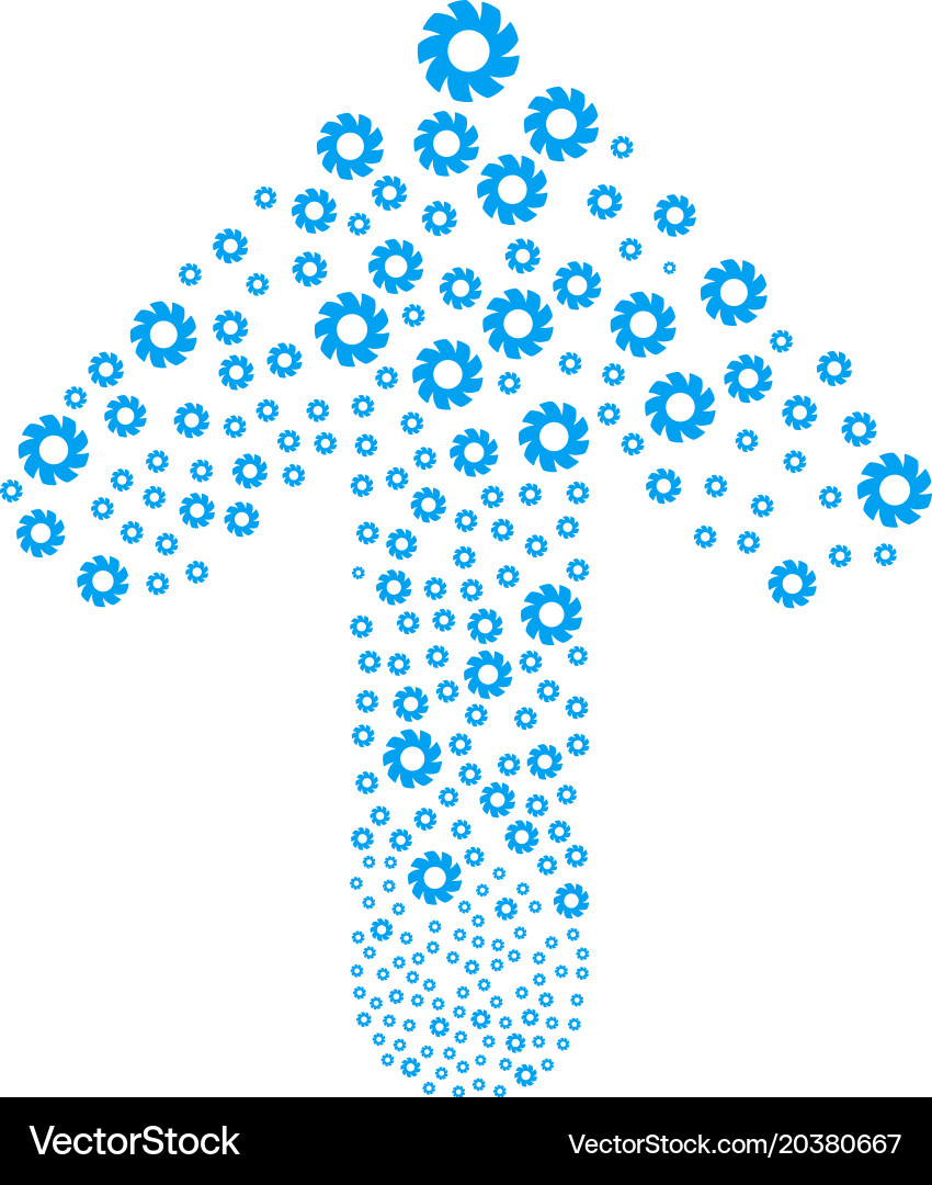 Upwards pointing arrow collage with turbine Vector Image