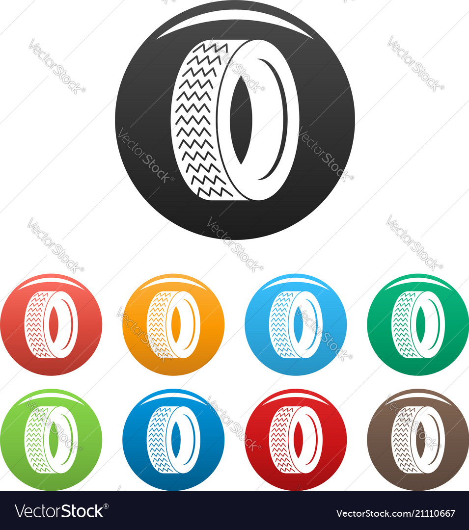 Vehicle tire icons set color Royalty Free Vector Image Vehicle tire icons set color Royalty Free Vector Image