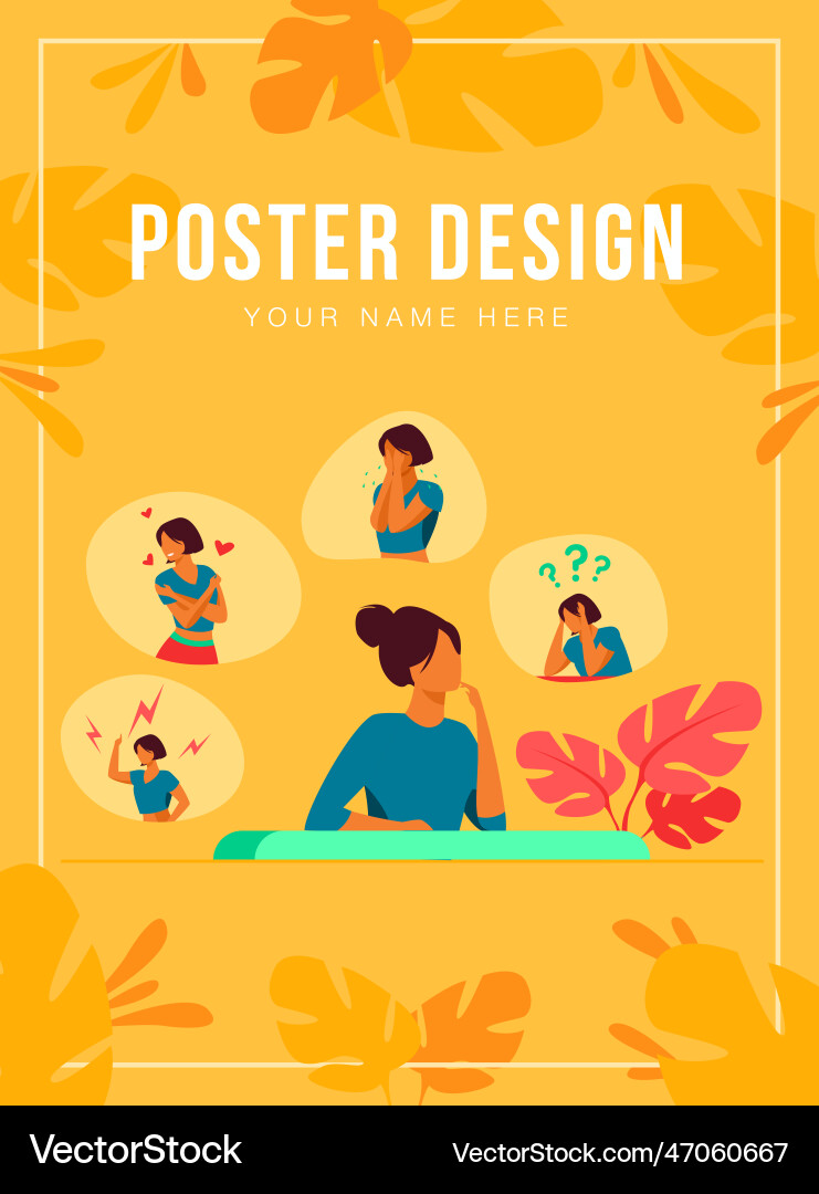 Woman expressing strong various feelings Vector Image