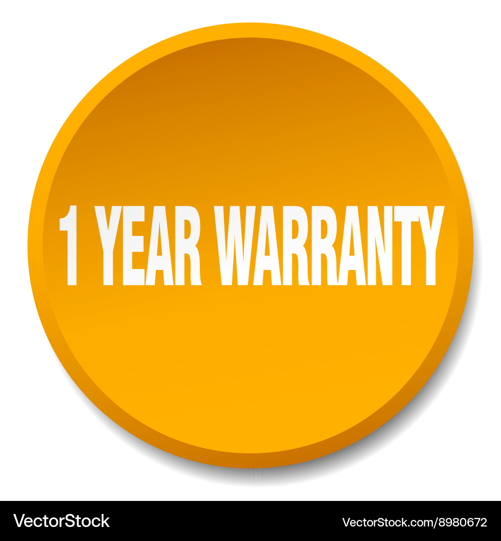 1 year warranty orange round flat isolated push Vector Image