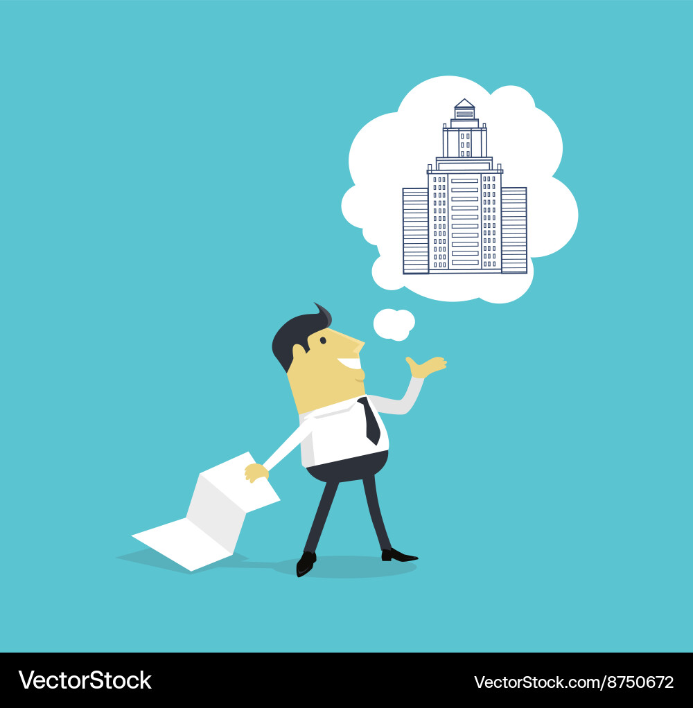 Character of architect with a new project Vector Image