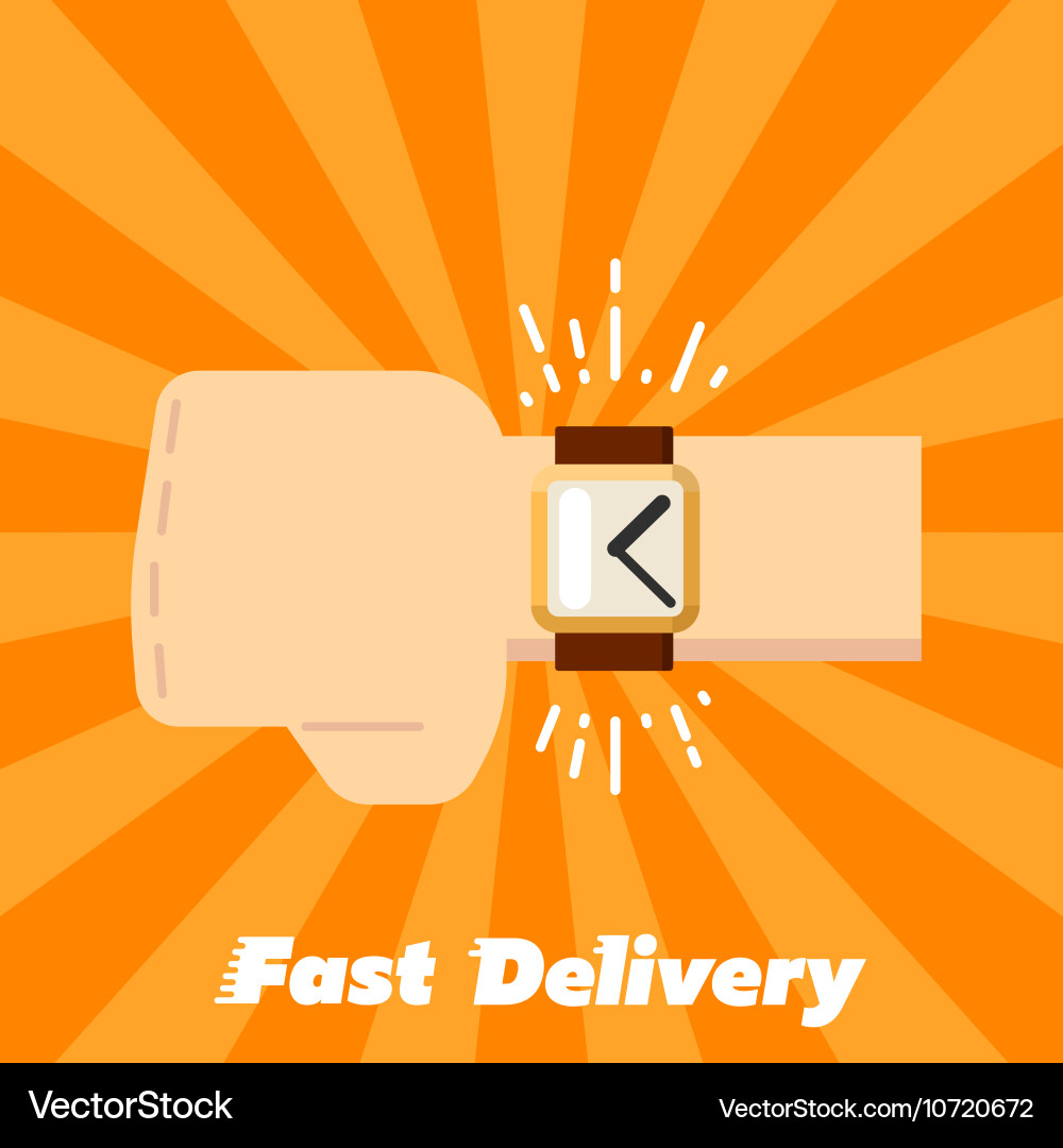 Fast delivery banner human hand with watch Vector Image