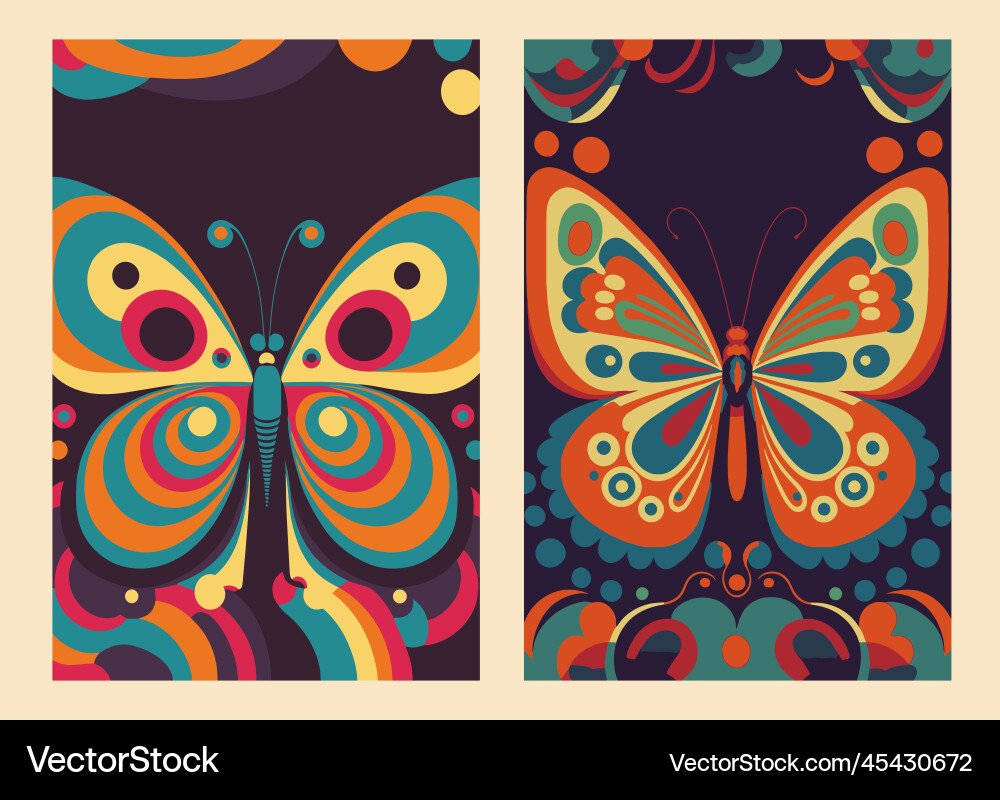 Groovy butterfly psychedelic or hippie style Vector Image