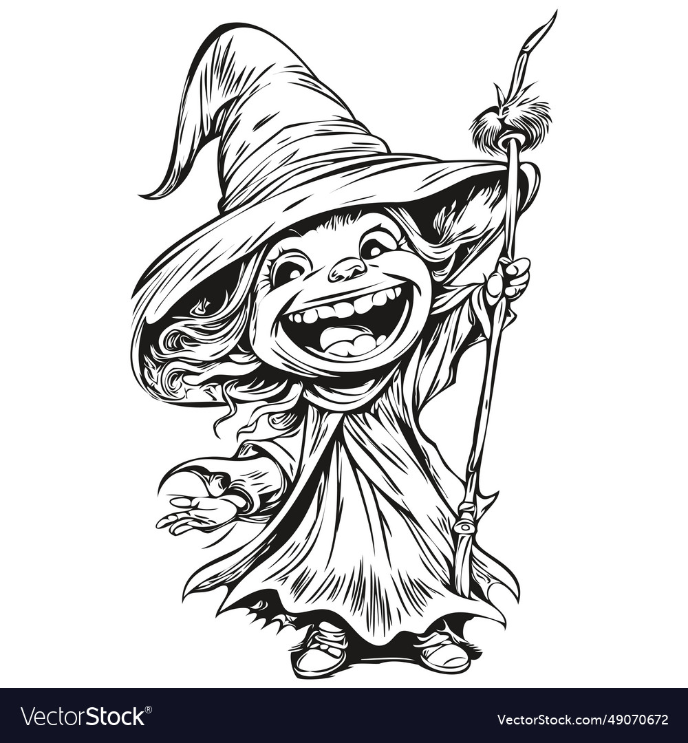Halloween witch in hand-drawn style Royalty Free Vector