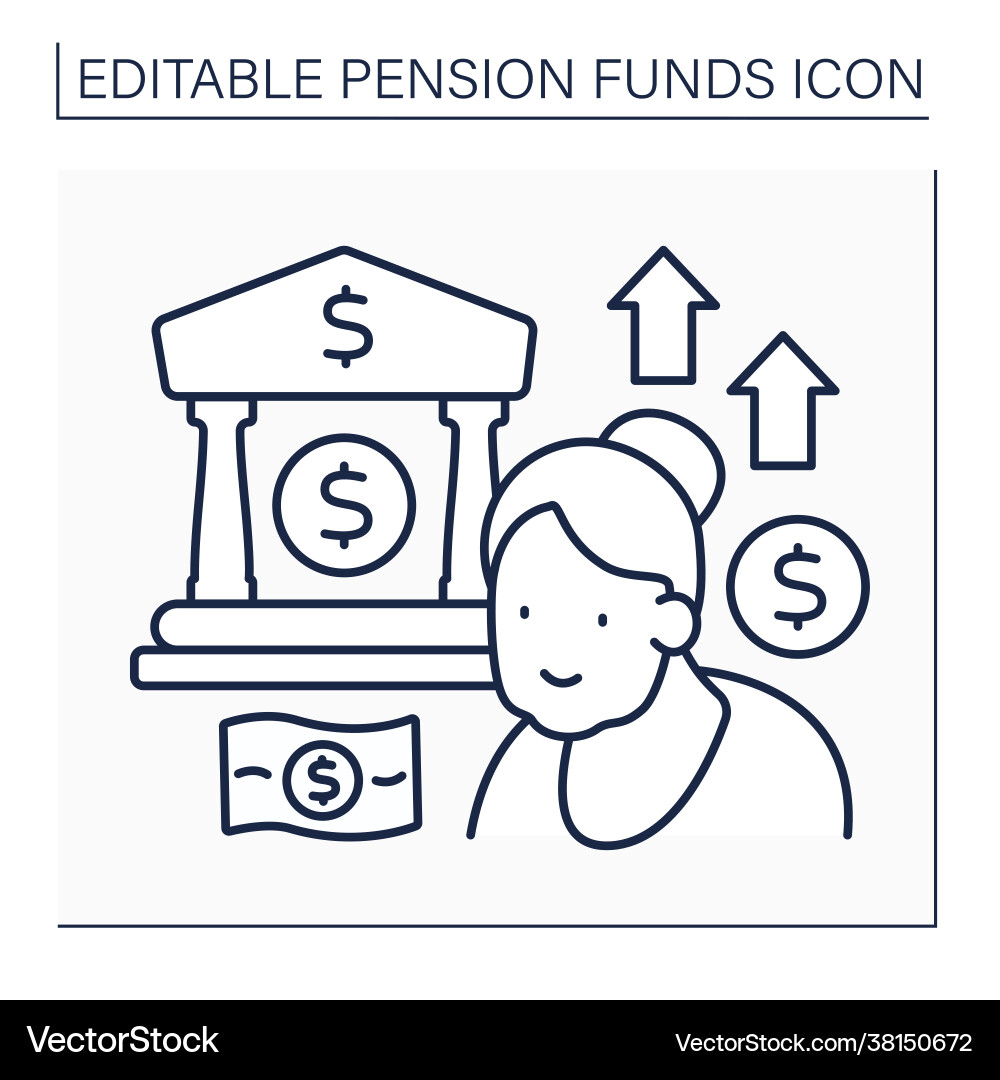 Pension funds investment line icon Royalty Free Vector Image