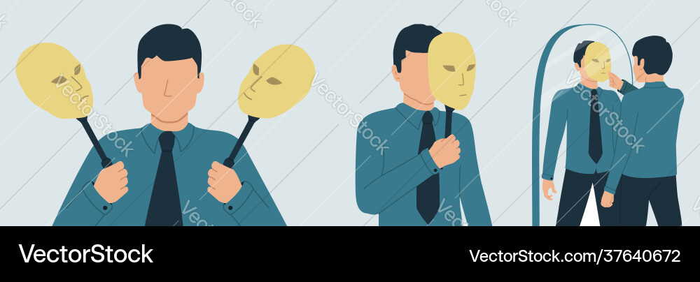 Persona hides its identity under a mask Royalty Free Vector