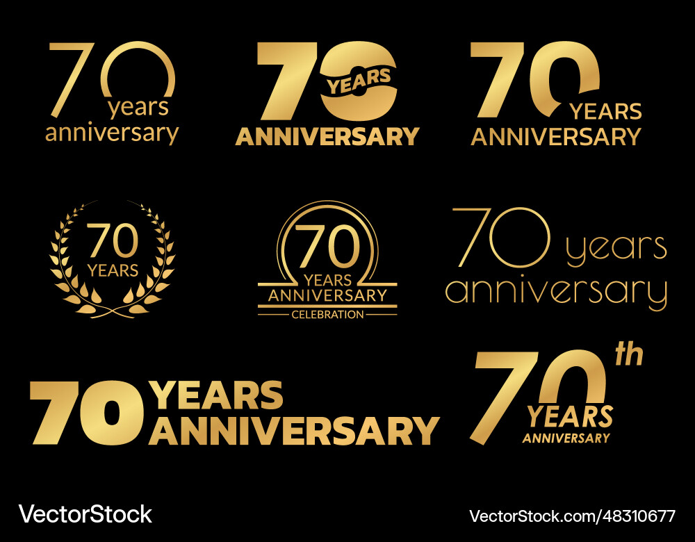 70 years anniversary icon or logo set 70th Vector Image