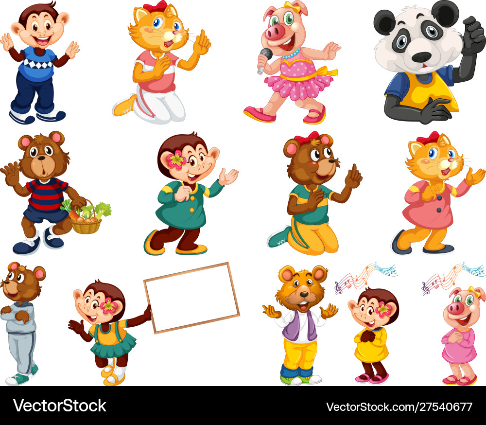 Animals acting in human-like actions and poses Vector Image