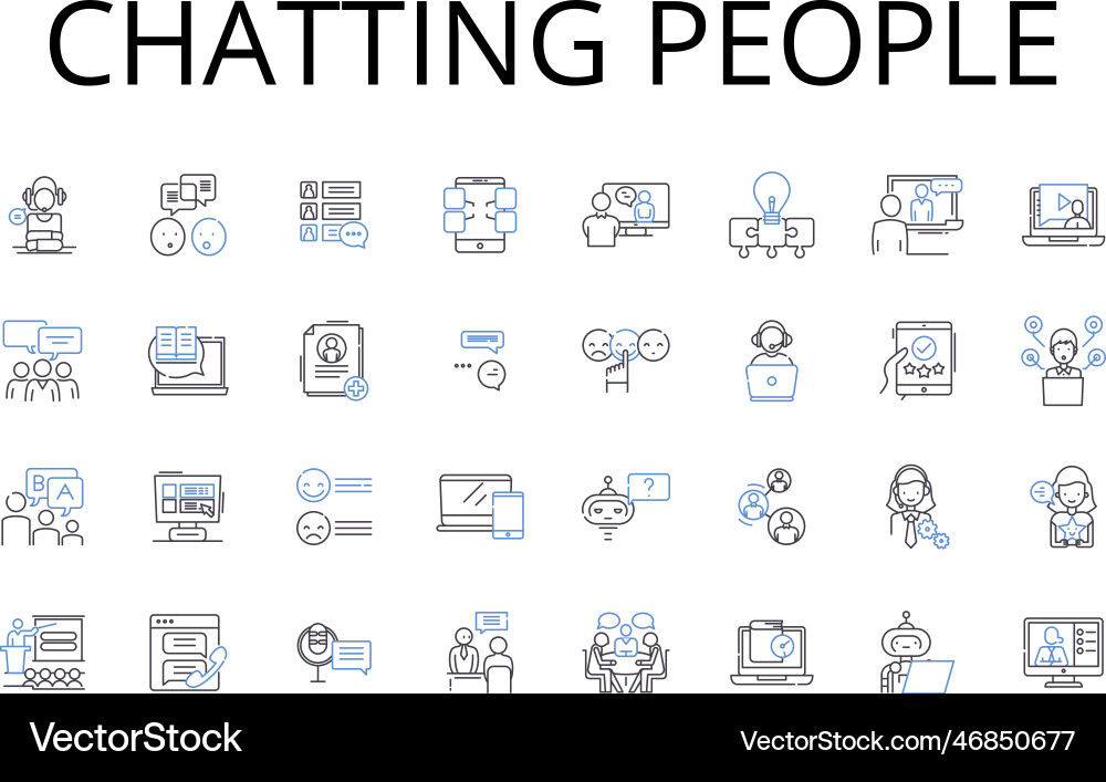 Chatting people line icons collection talking Vector Image