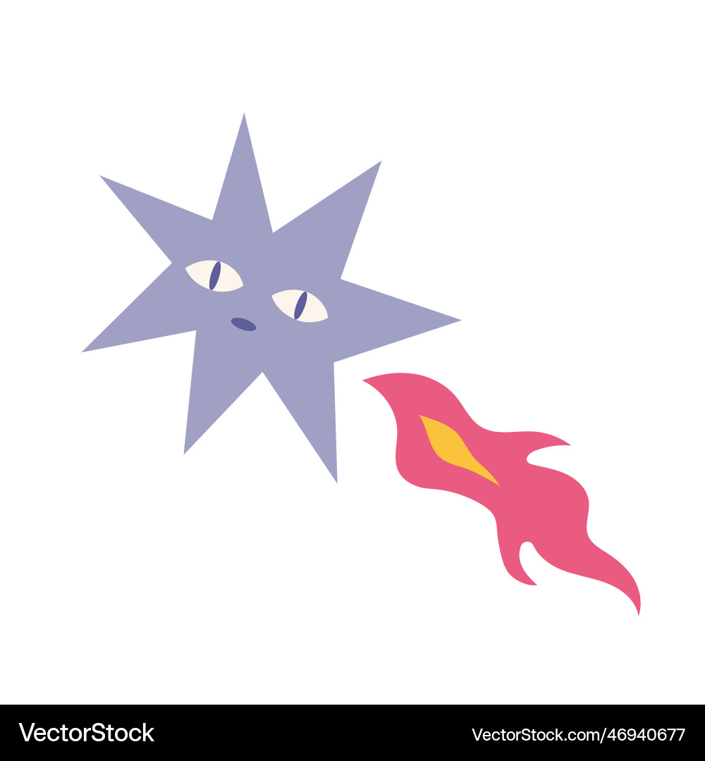 Comet shooting star cartoon style cute character Vector Image
