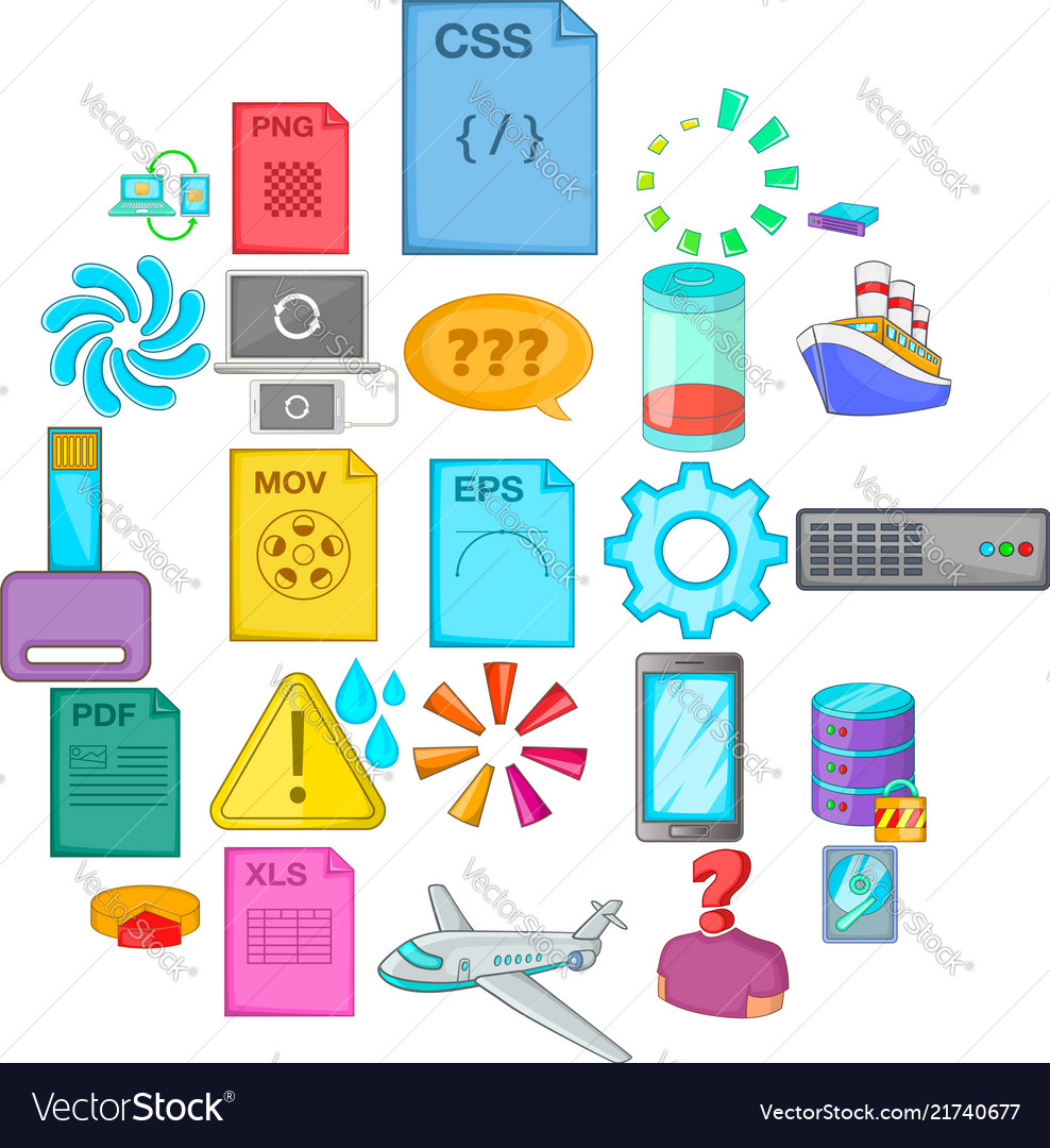 Computing icons set cartoon style Royalty Free Vector Image