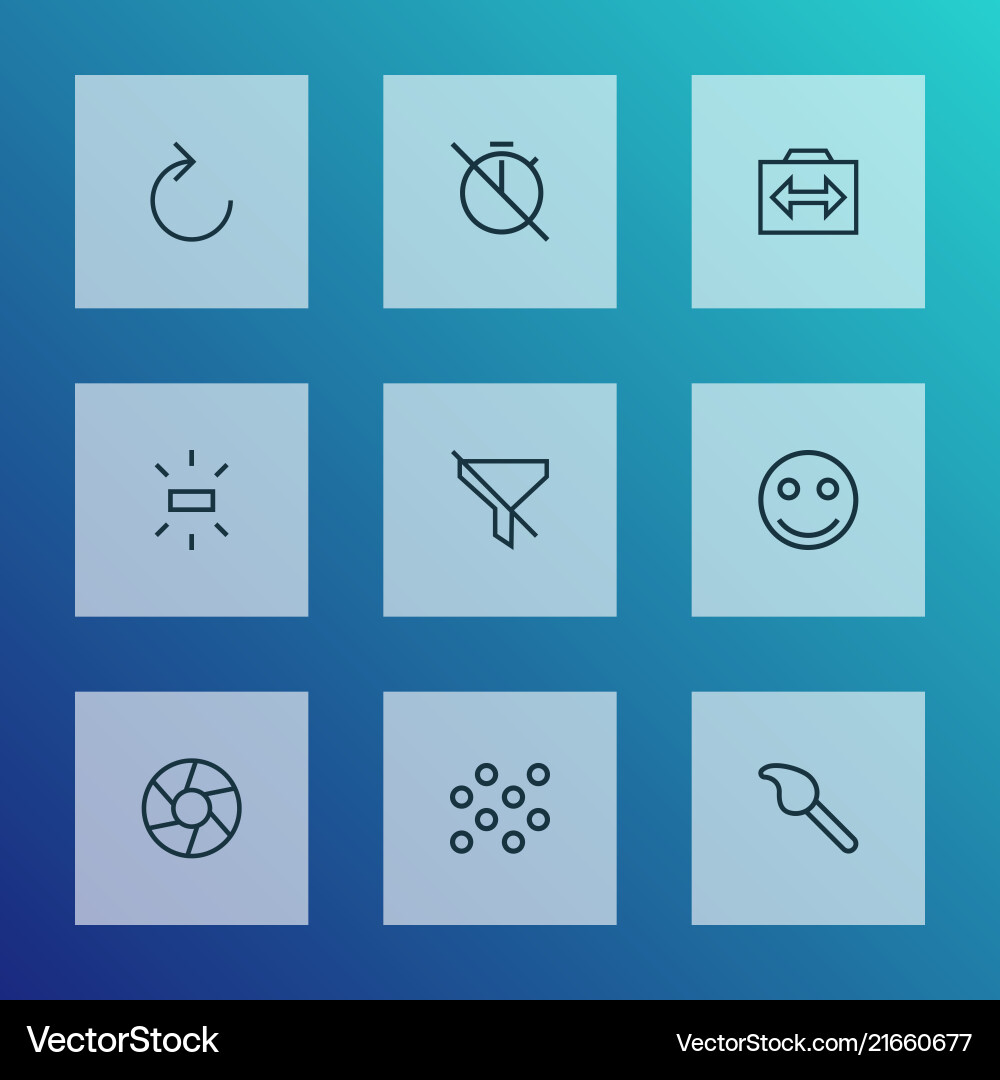 Image icons line style set with paintbrush Vector Image