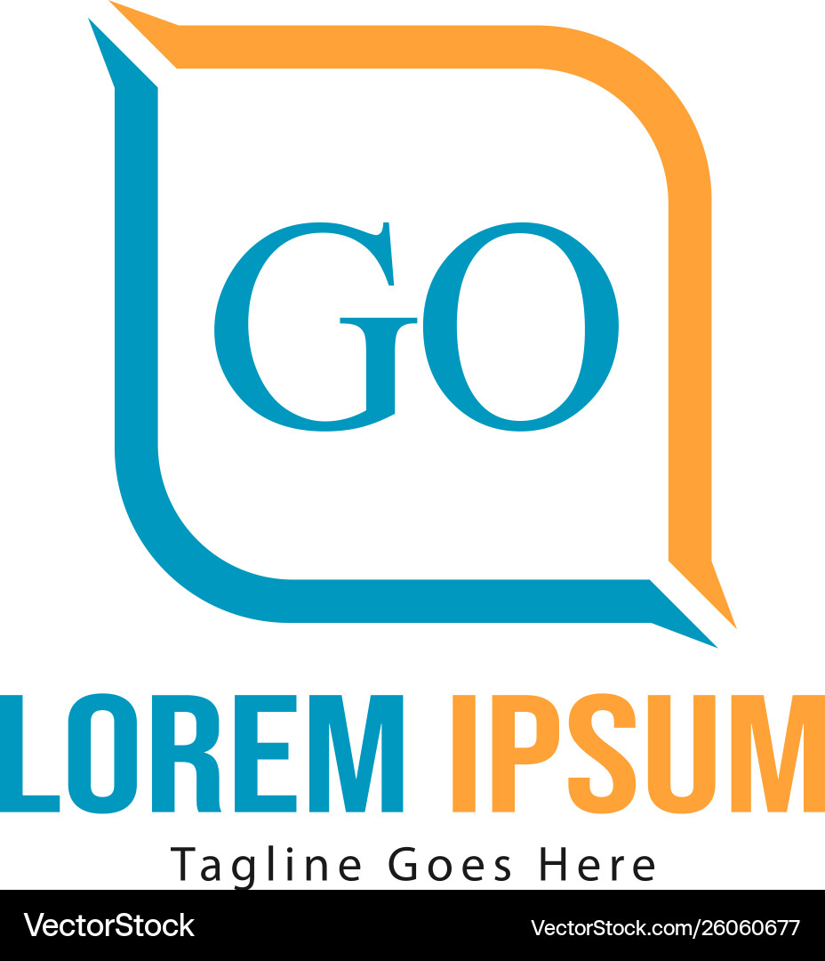 Initial go logo template with modern frame Vector Image