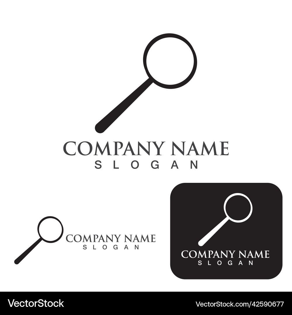 Magnifying glass logo and symbol Royalty Free Vector Image