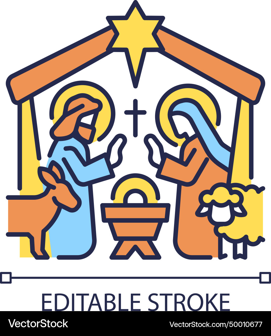Nativity scene rgb color icon Royalty Free Vector Image