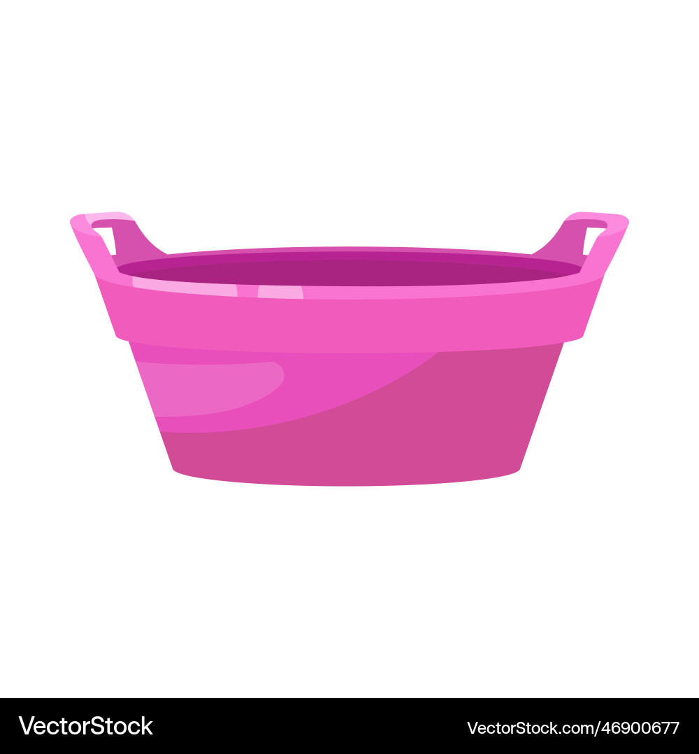 Pink plastic tub or bowl for water flat Royalty Free Vector