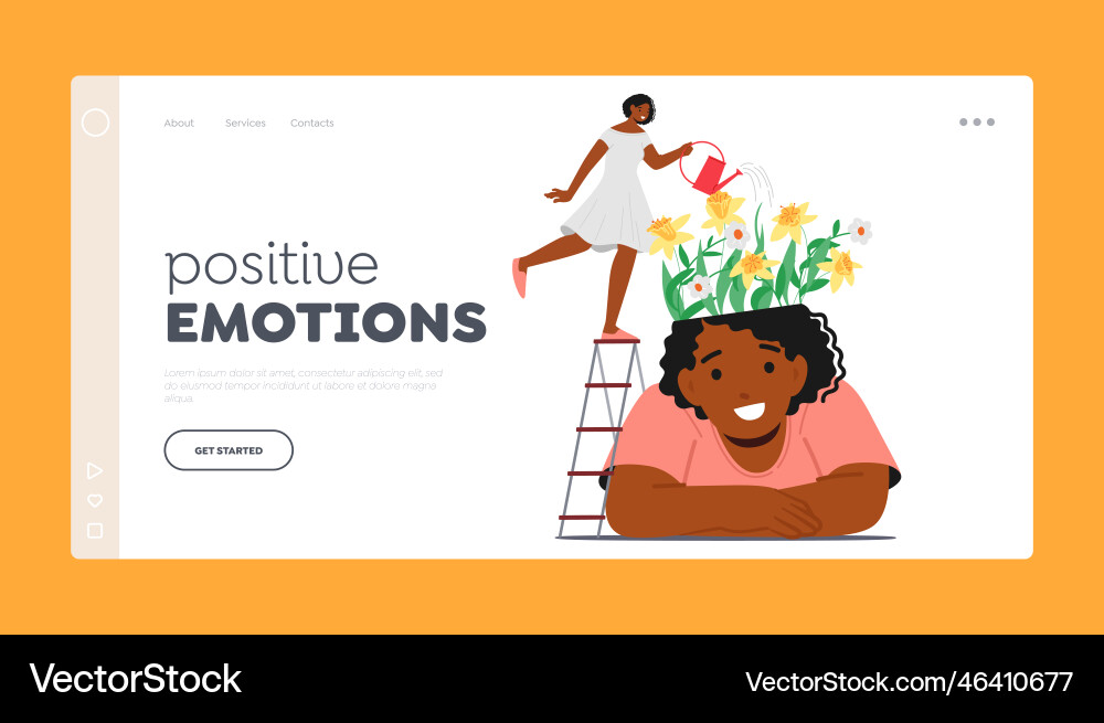 Positive emotions landing page template mental Vector Image