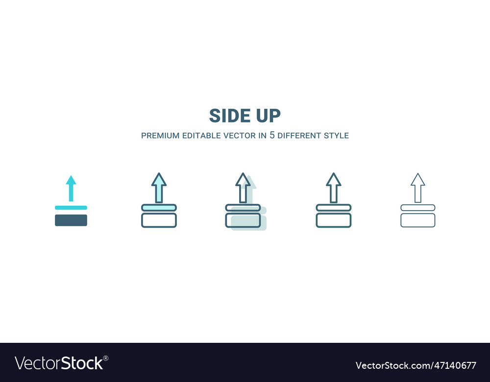 Side up icon in 5 different style outline filled Vector Image