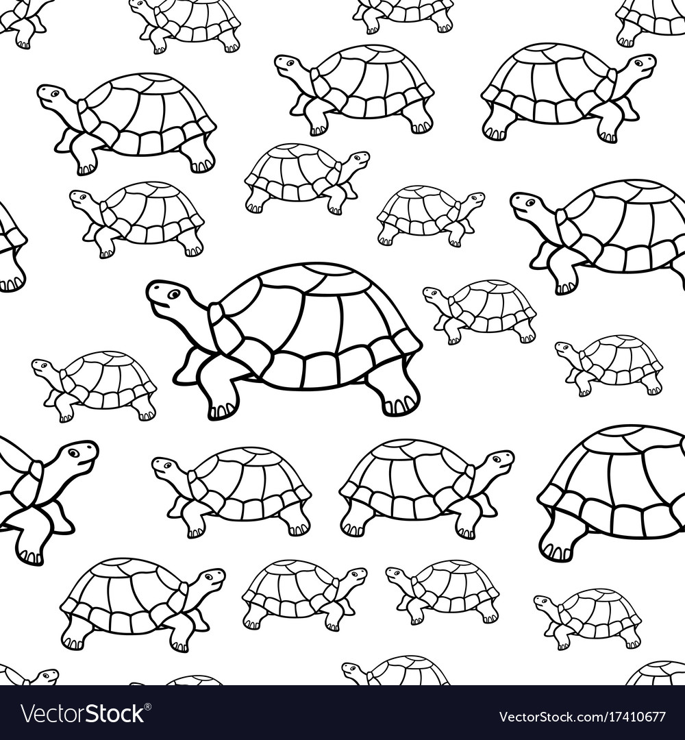 Turtle contour pattern Royalty Free Vector Image