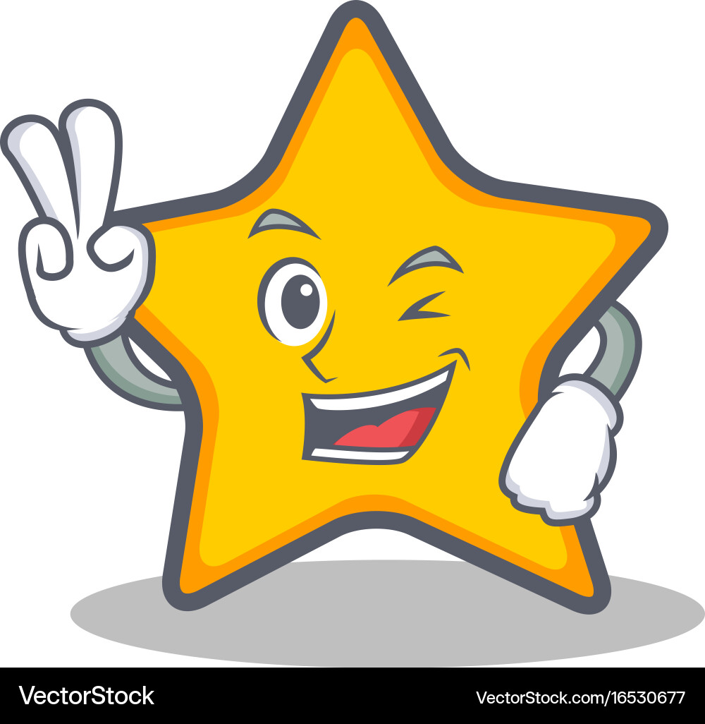 Two finger star character cartoon style Royalty Free Vector
