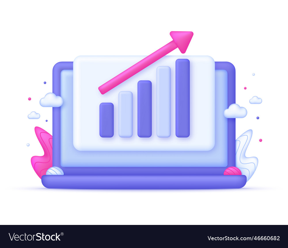 3d growing bar graph Royalty Free Vector Image 3d growing bar graph Royalty Free Vector Image